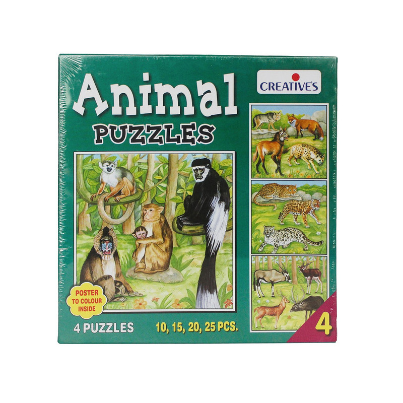 Creatives Animal Puzzles (4 Puzzles - 10, 15, 20, 25 Pcs) | Daraz.com.np