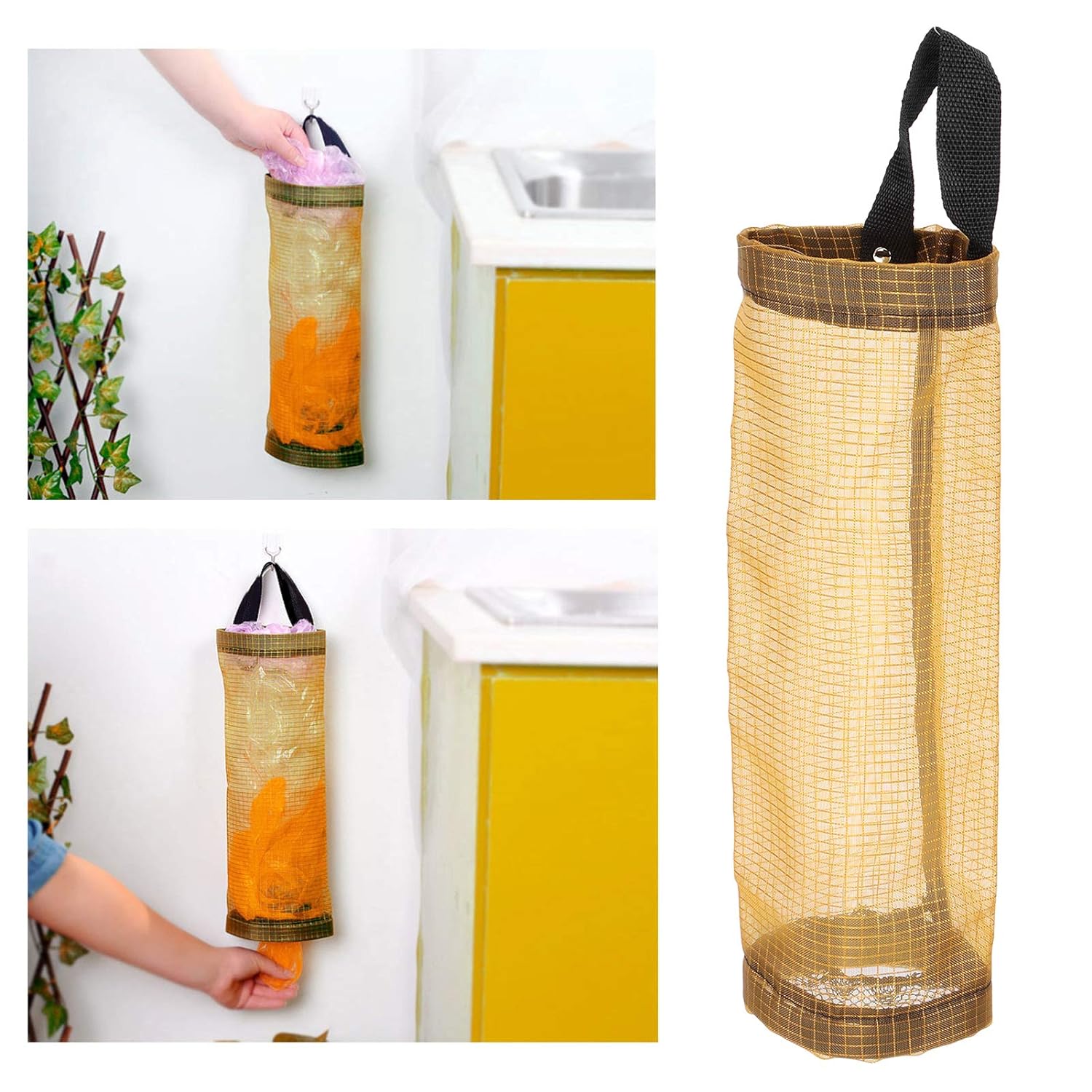 Wall Mounted Trash Hanging Storage Plastic Bags Holder Organizer ...