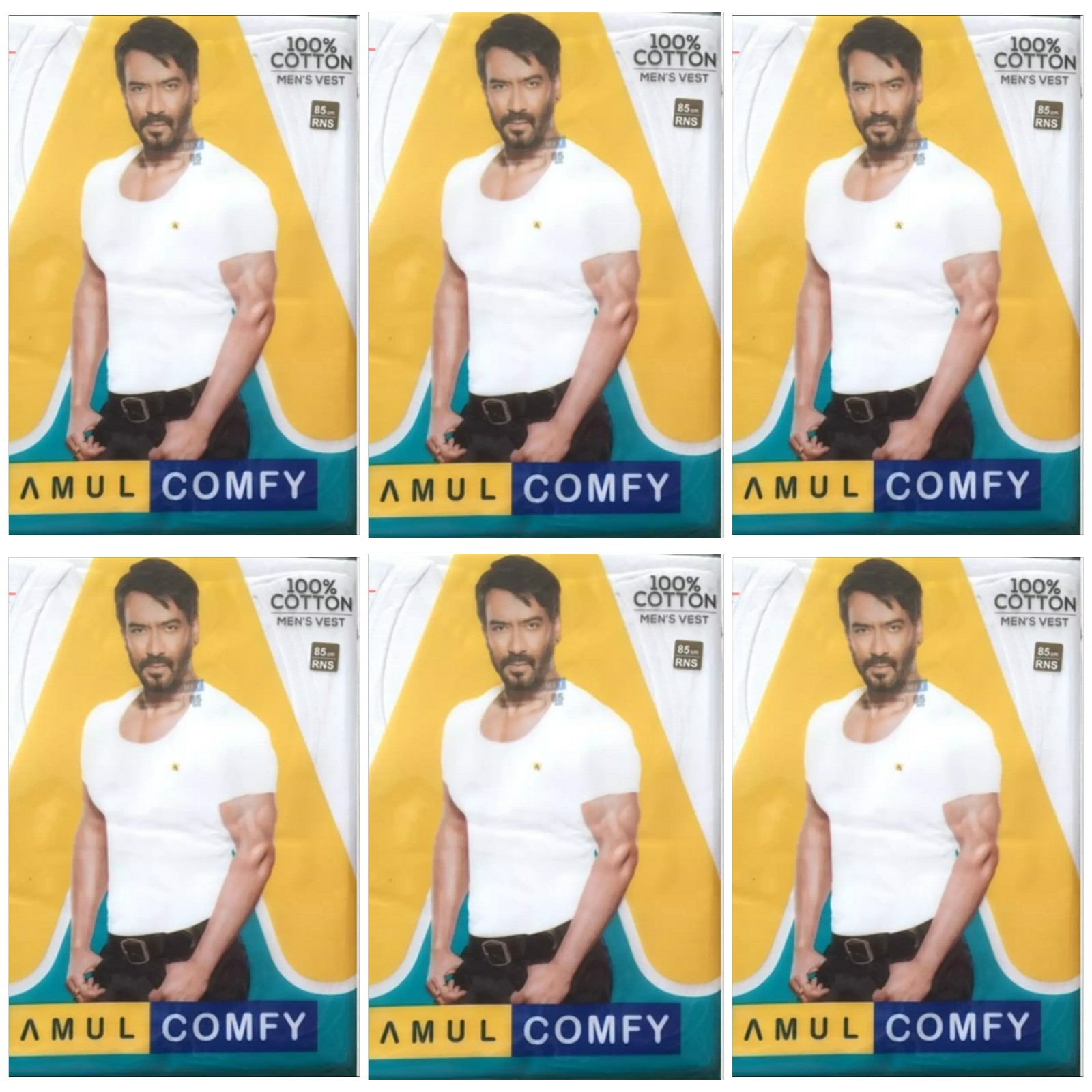 Pack of 6 Amul Comfy Men's Vest 100% Cotton RNS | Daraz.com.np