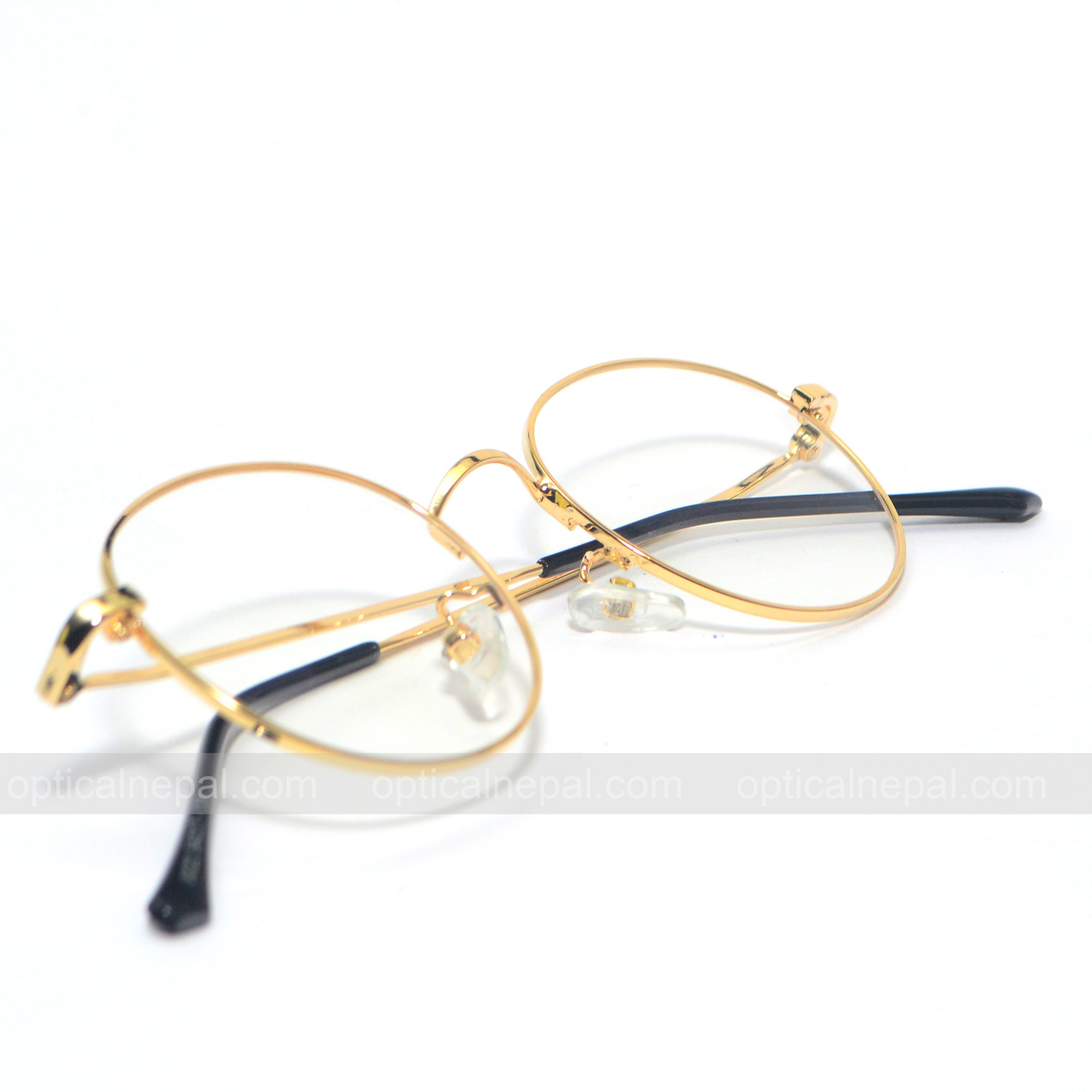 Blue Ray Cut UV Protected Round Eye Glass with Golden Frame for Mobile ...