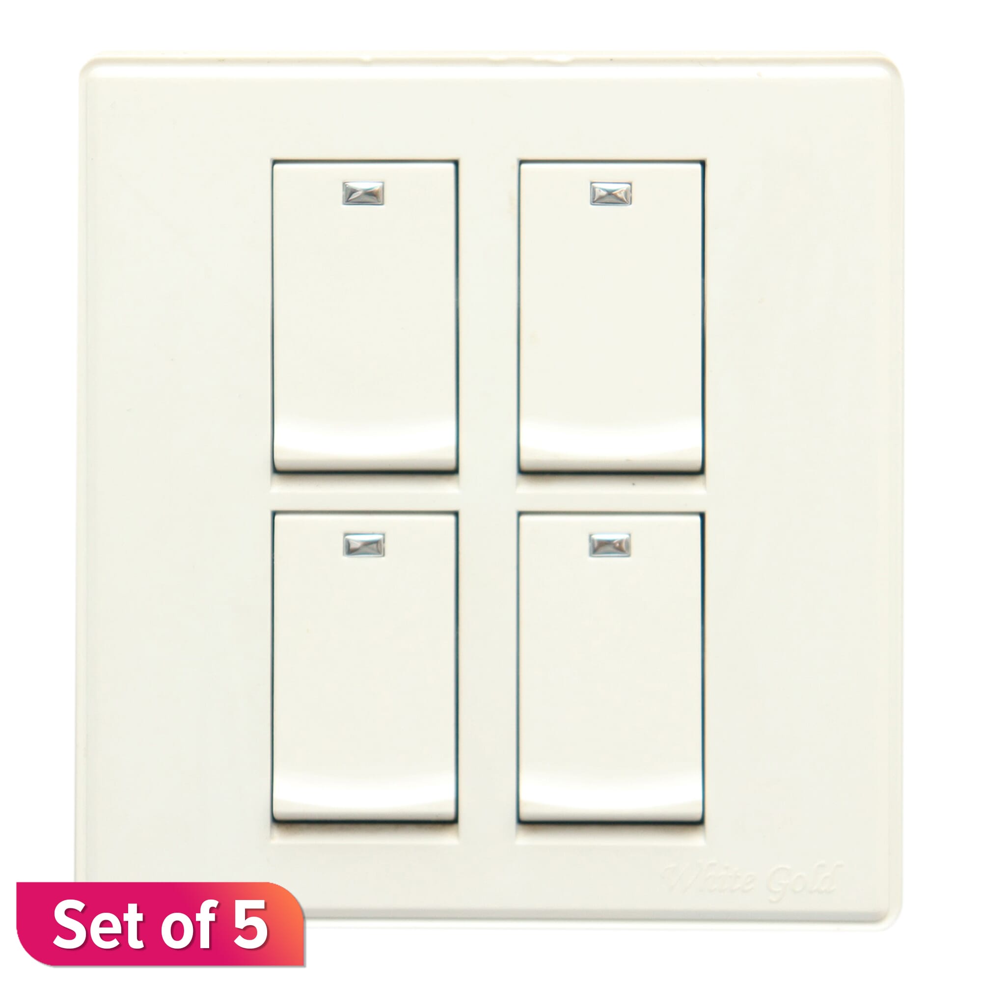 White Gold 4 Gang Switch Set of 5 | Daraz.com.np