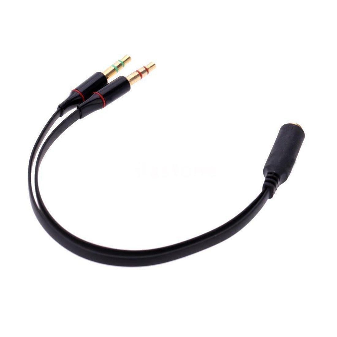 3.5mm Y Splitter 2 Jack Male to 1 Female Headphone Mic Audio Adapter ...
