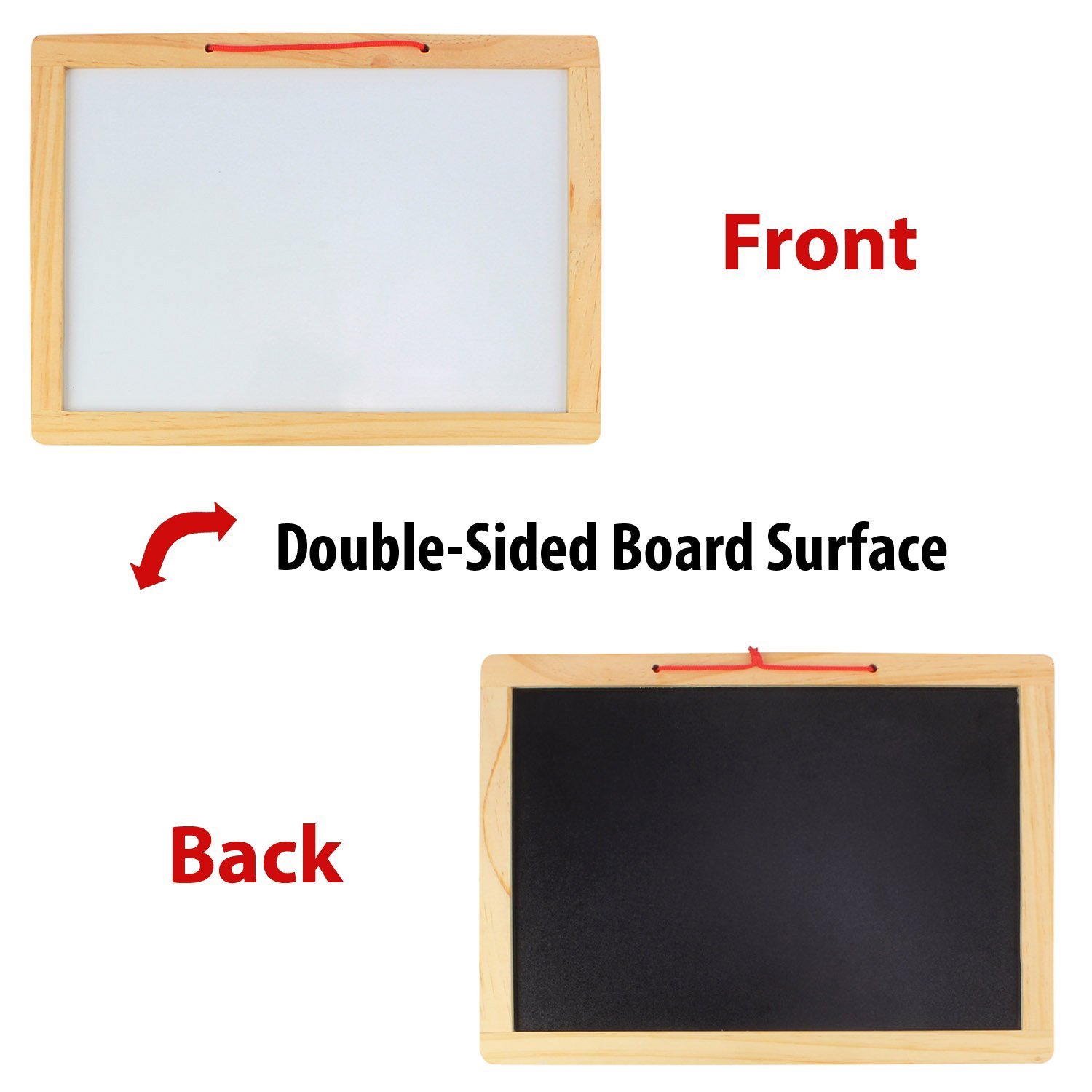 Wooden Frame Double Sided Magnetic Whiteboard & Black Slate With ...
