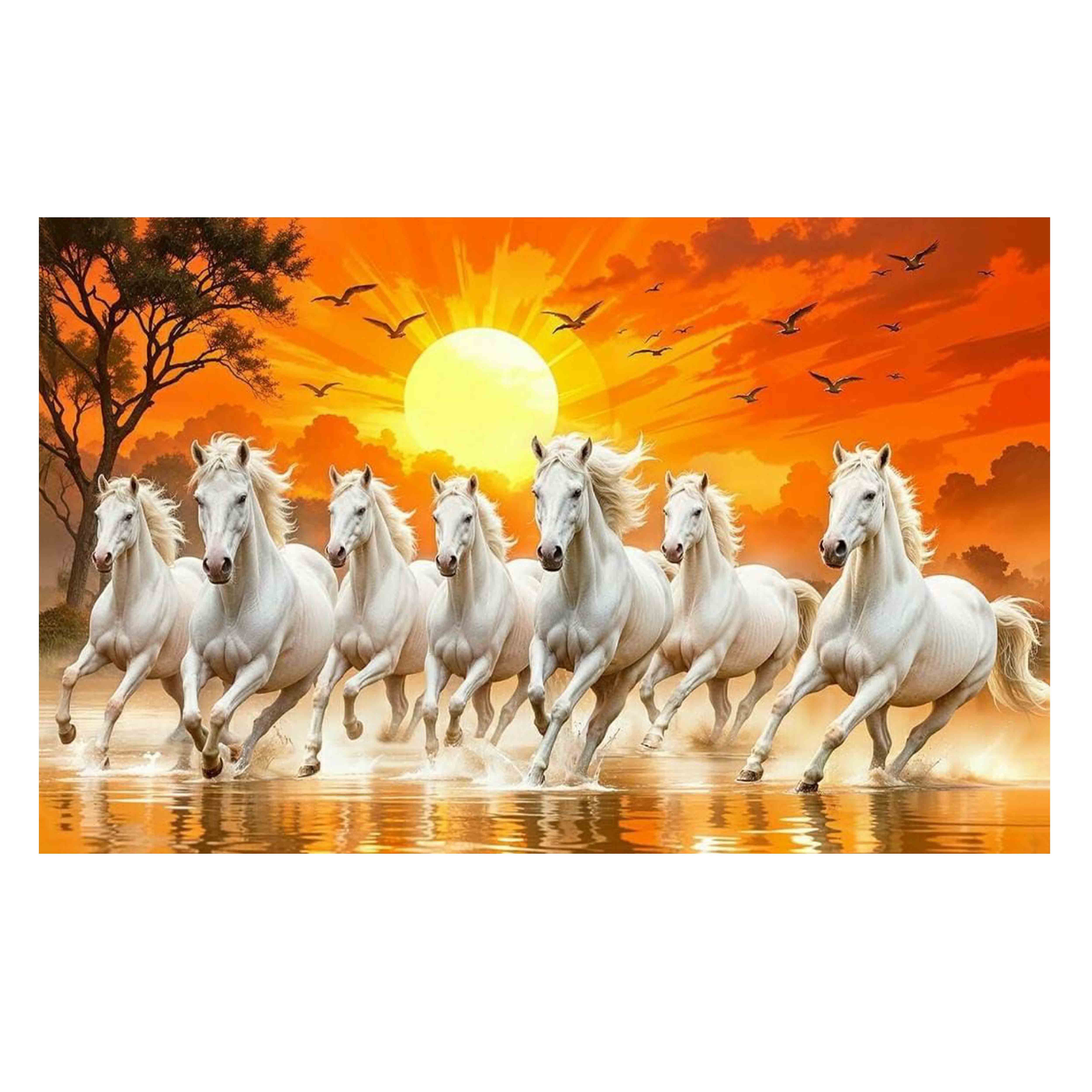 Wall Hanging Forex Frame With Vinyl Group Of Horse Digital Wallpaper ...