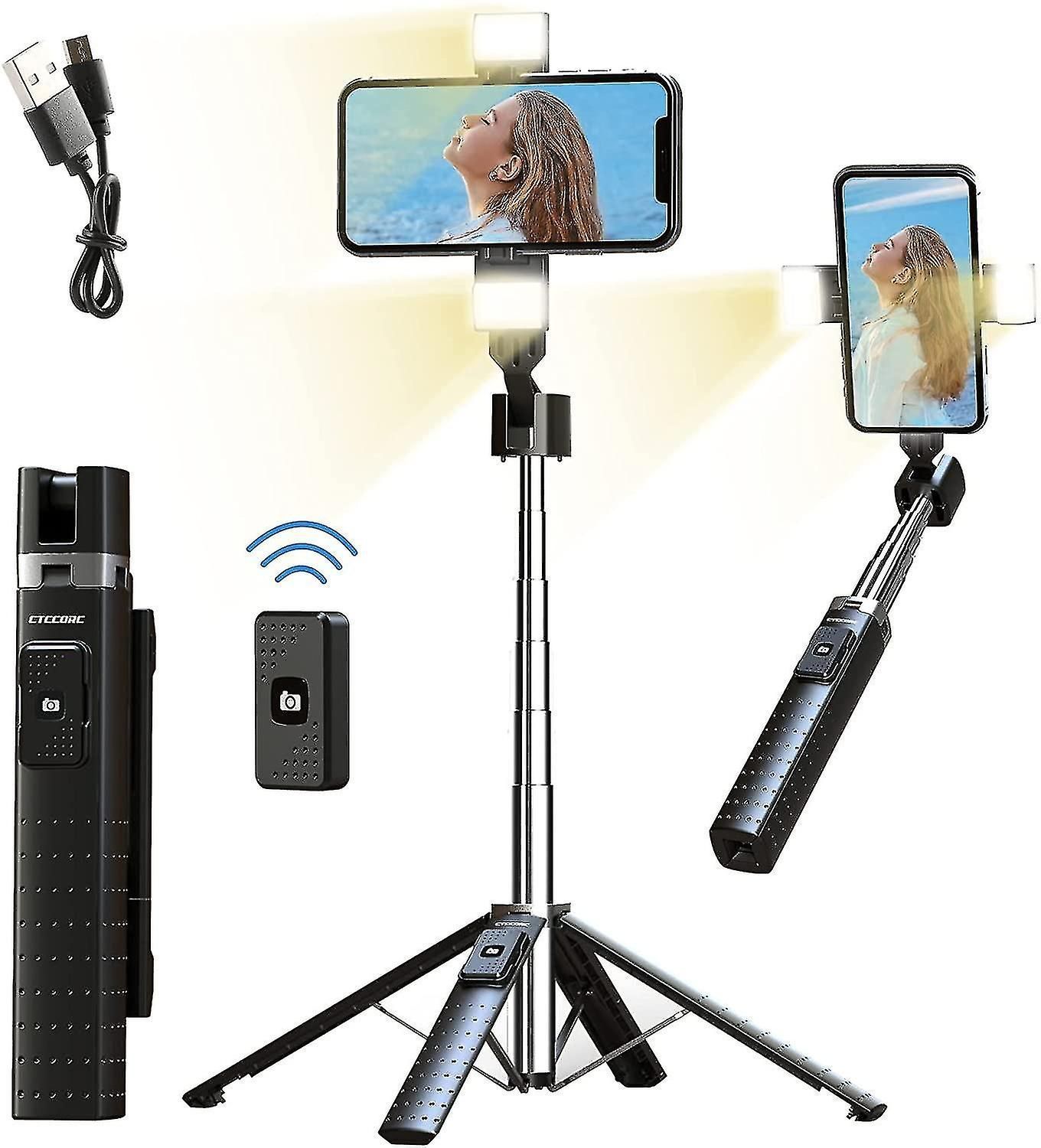 Portable All-in-one Smart Selfie Stick, 360 With Lights | Daraz.com.np