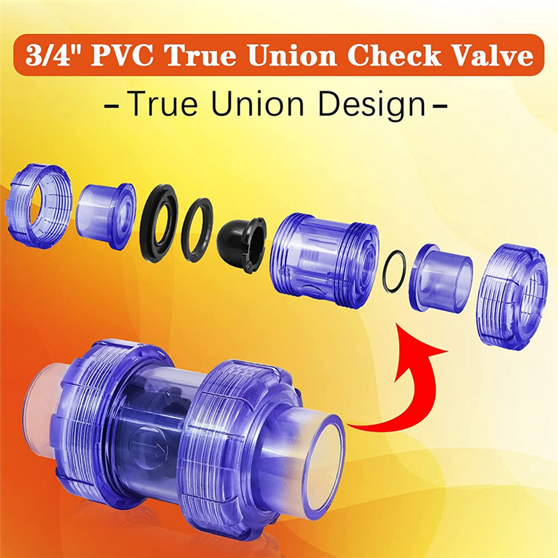 PVC Check Valve 3/4 Inch True Union Check Valve Transparent Blue UPVC Check Valve Pipeline Check ...