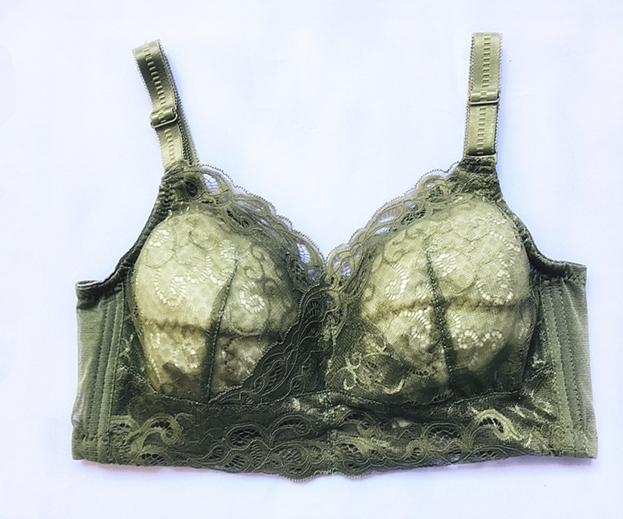 Lace Big Chest Show Small-Large Size Thin Cup Breathable Hole Wireless ...