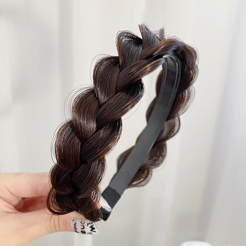 Enacolor Fish Bone Braid Wig Braided for Korean Girls Wig Headband Hair ...