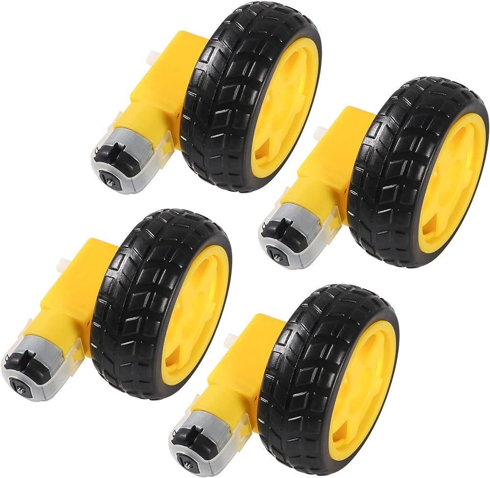 4 Pcs Set(Combo) DC Electric BO Gear Motor Wheel Kit 3-6V Dual Shaft ...