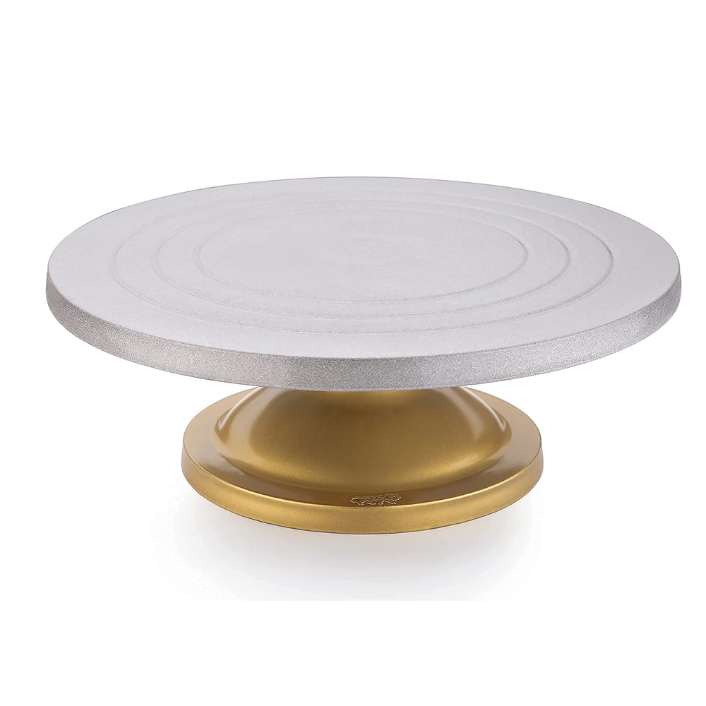 Cake Stand Smooth Rotating Cake Stand, Silver Top & Golden Bottom, 12 ...