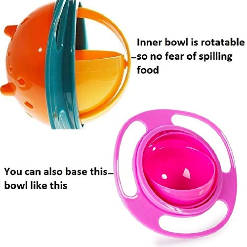 Baby Bowl 360 Degree Universal Gyro With Lid Spill Resistant For Kids ...