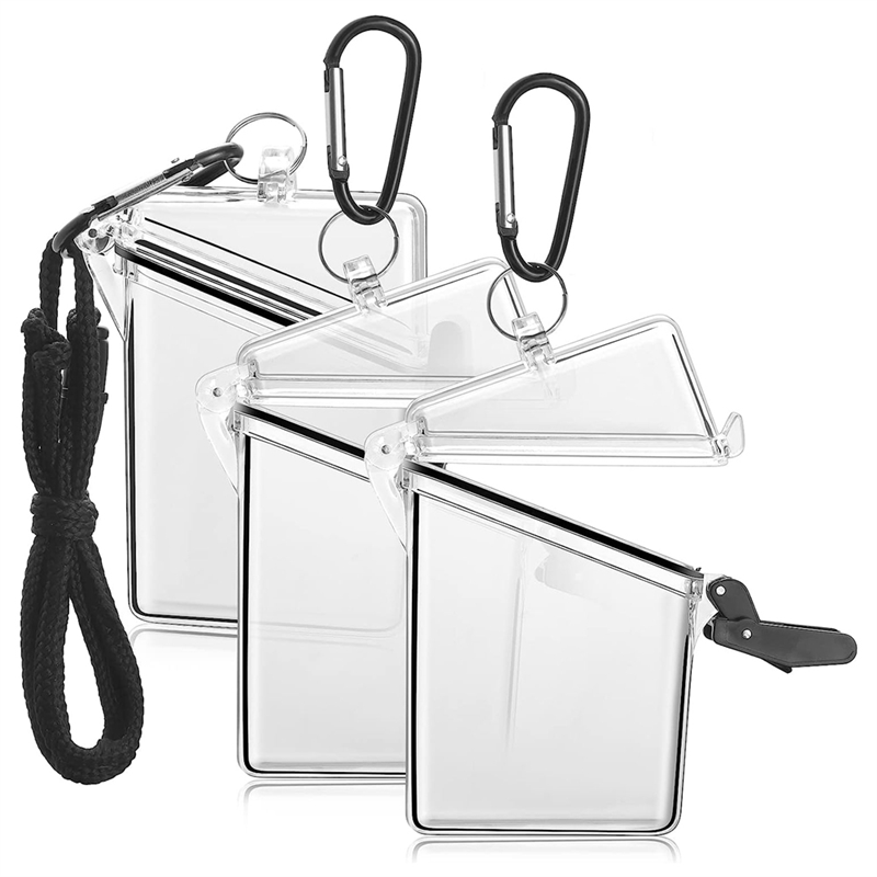 3 Pack Transparent Card Cover with Lanyard,Clear Waterproof Card Holder ...