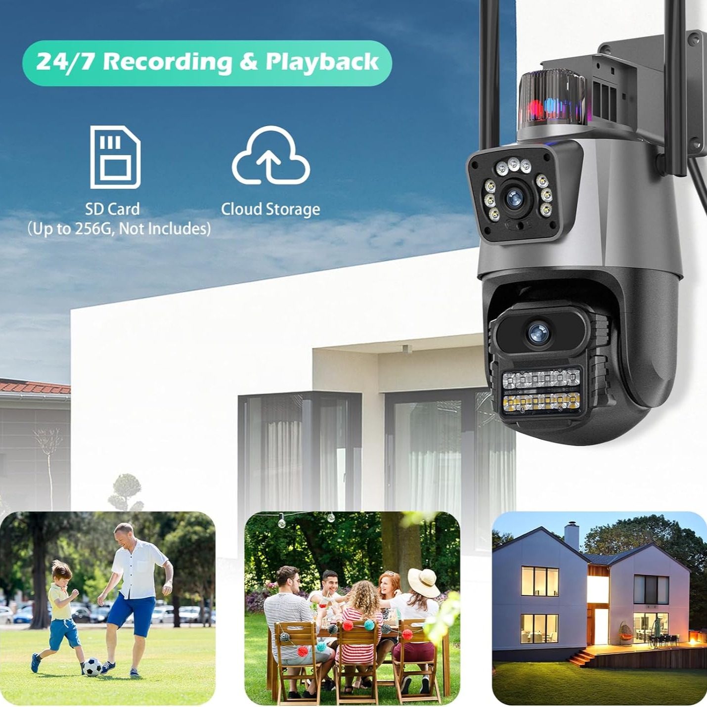 2MP Cute Dual Lens Wireless WiFi CCTV Video Surveillance IP Camera ...