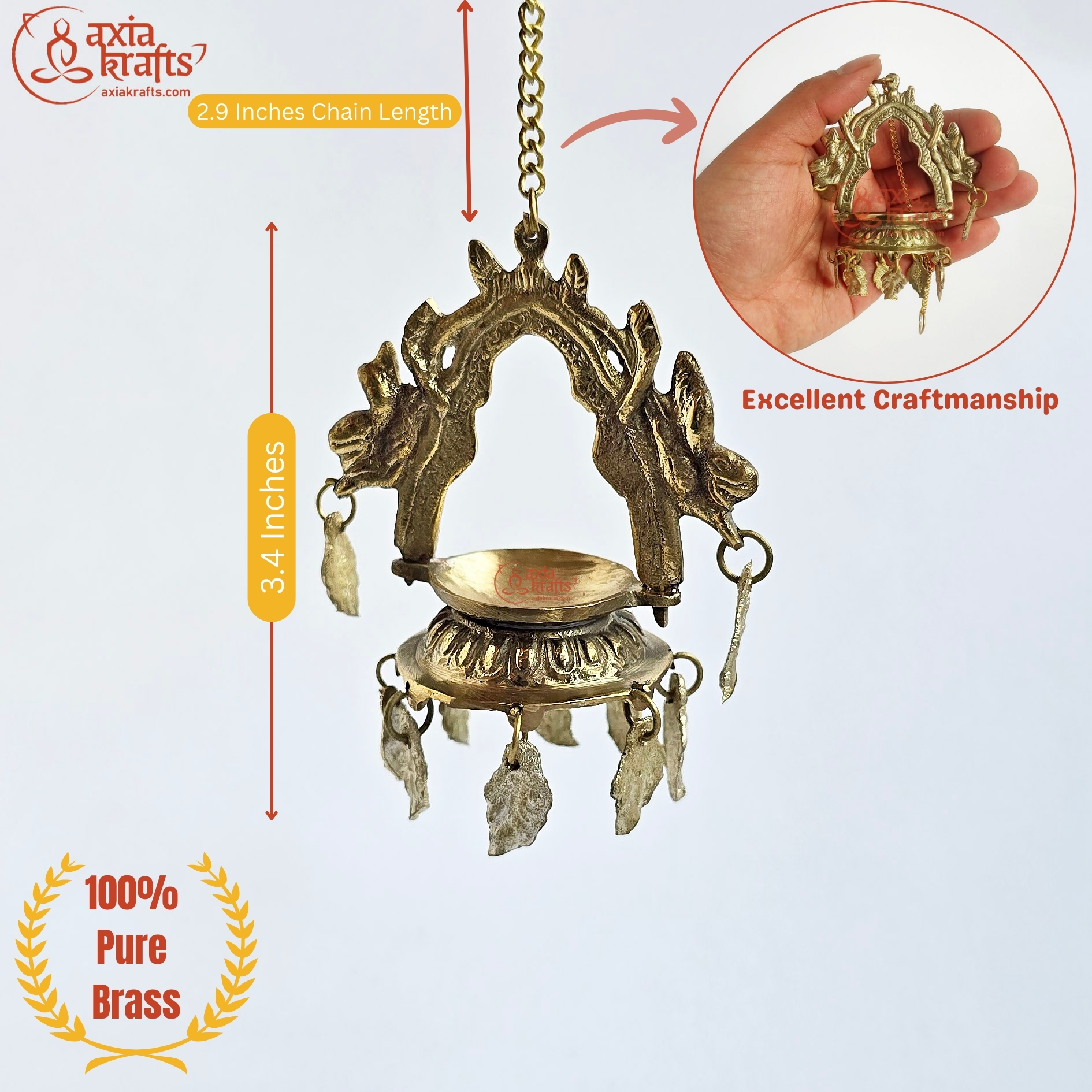 Axia Krafts Brass Dalucha Small Nepali 7 Cms Hanging Panas Axia Krafts ...