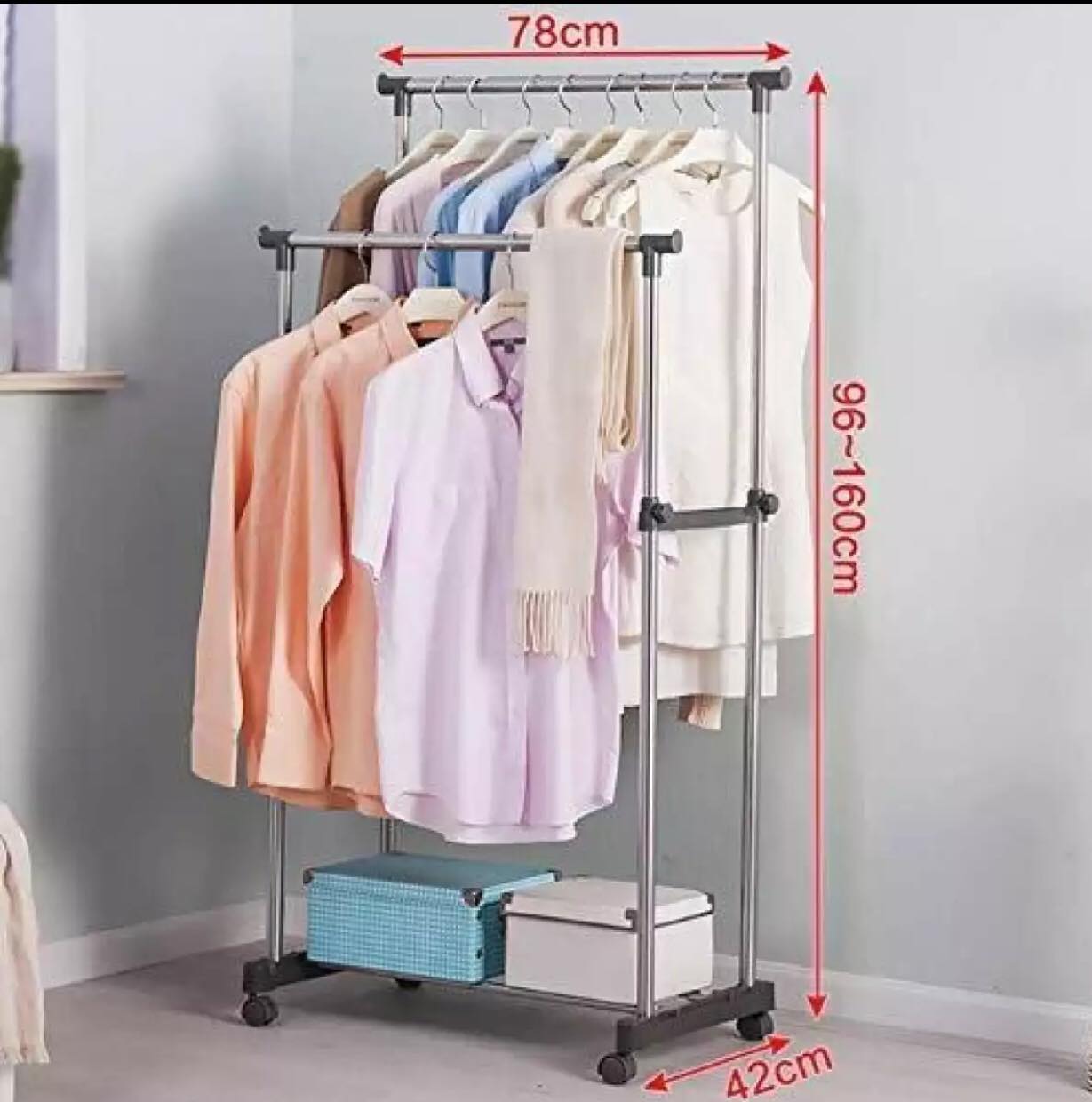 Double Clothes Hanger Stainless Steel Drying Rack Stand Organizer ...