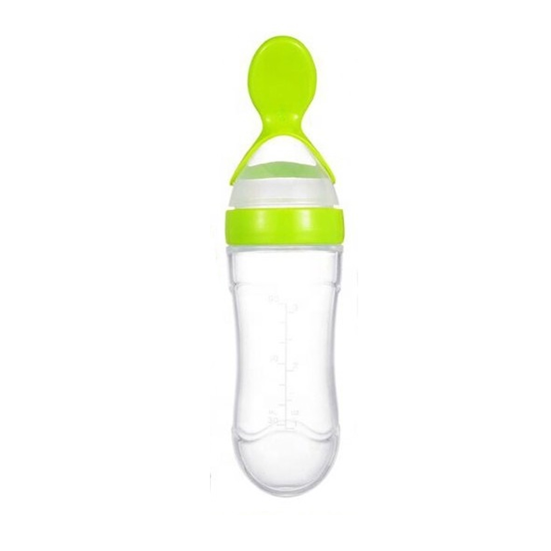 Baby Silicone Squeeze Feeding 90ml Bottle with Hygienic Cover Spoon for ...