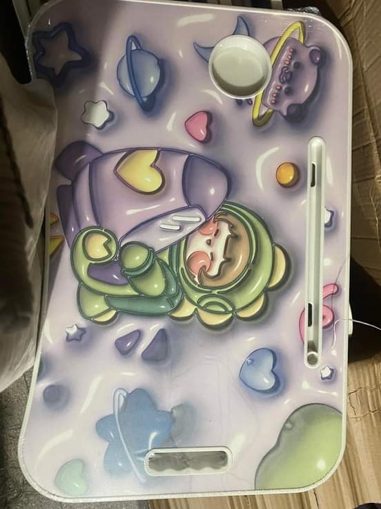 Printed Study Table for Kids And Laptop iPad Table With Glass Holder ...