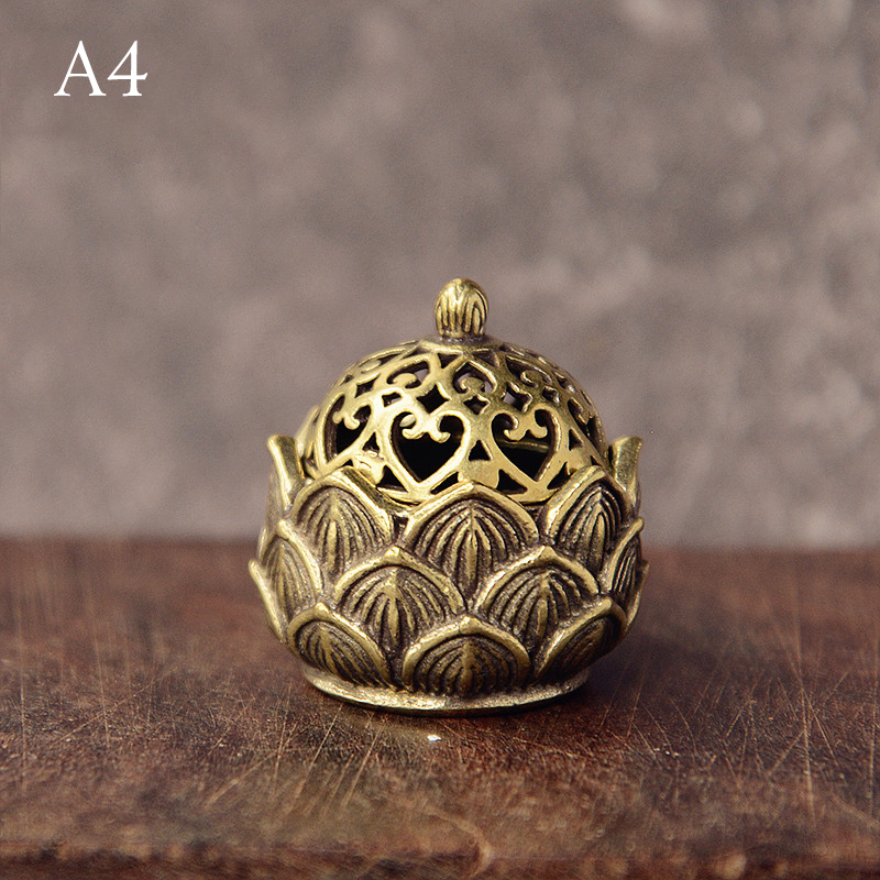 Brass Pocket Lotus Jiuding Incense Burner Hollow Incense Mini Incense ...