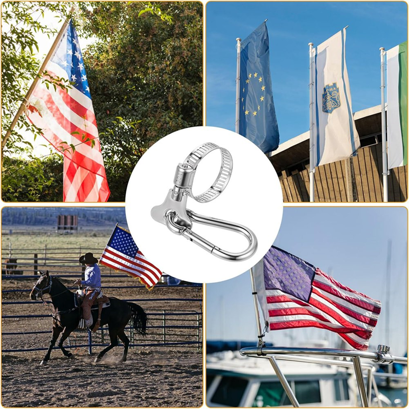 Flag Pole Clips Outdoor Garden Flagpole Clamps Adjustable Flagpole ...
