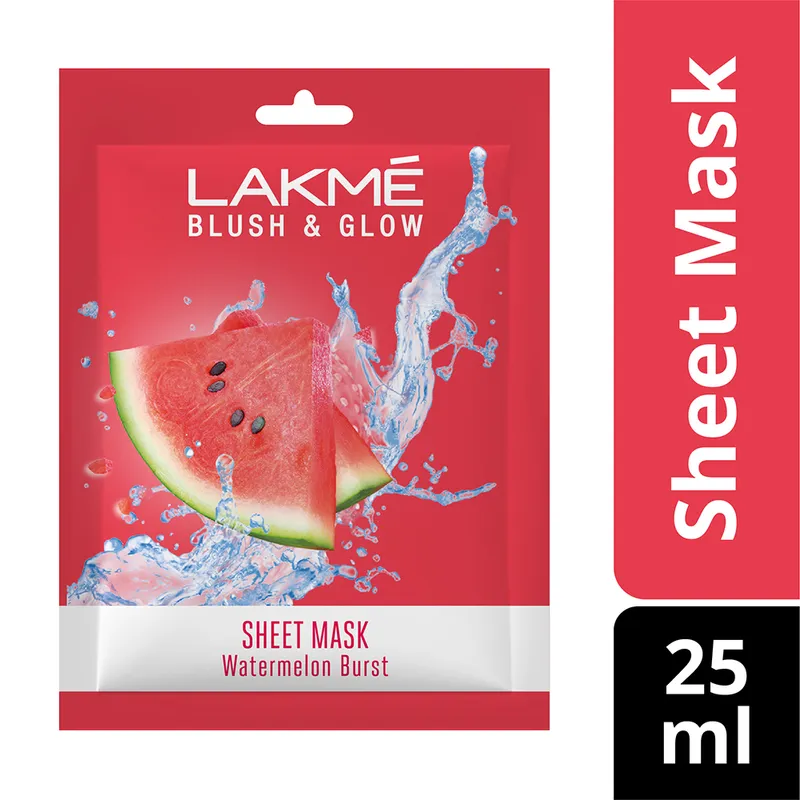 Lakme Blush & Glow Watermelon Sheet Mask Fruit Facial Like Glow(25ml ...