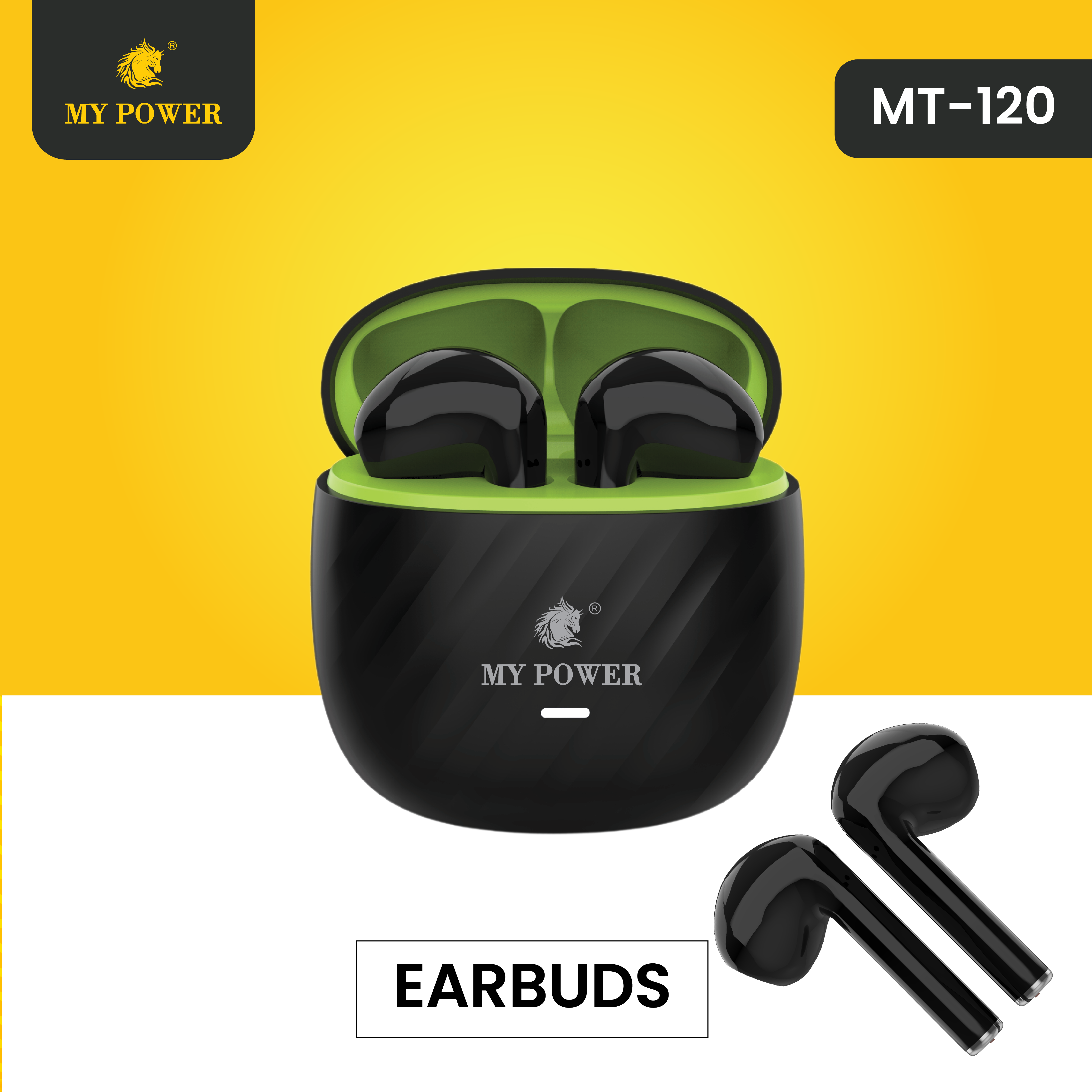 MY Power MT120 Earbuds With Loud Sound & high Bass| Type-C Charging ...