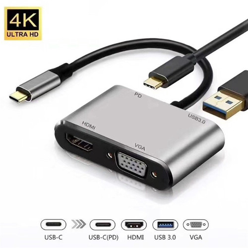 USB Type C 4 in 1 Hub - USB 3.0 - HDMI - VGA - Type C | Daraz.com.np