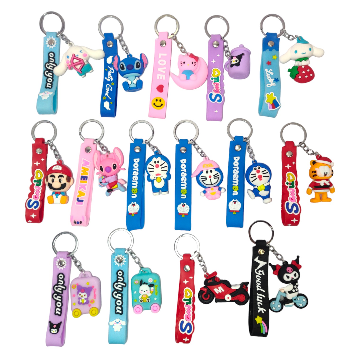 1 Pcs Silicone Rubber Keychain Key And Bag Keyring With Cute Characters ...