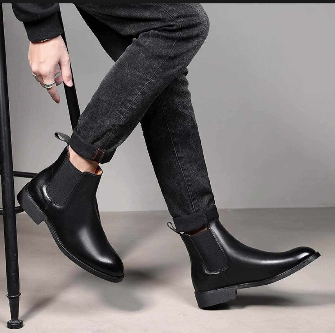 Black Leather Classic Ankle Boots For Men | Daraz.com.np