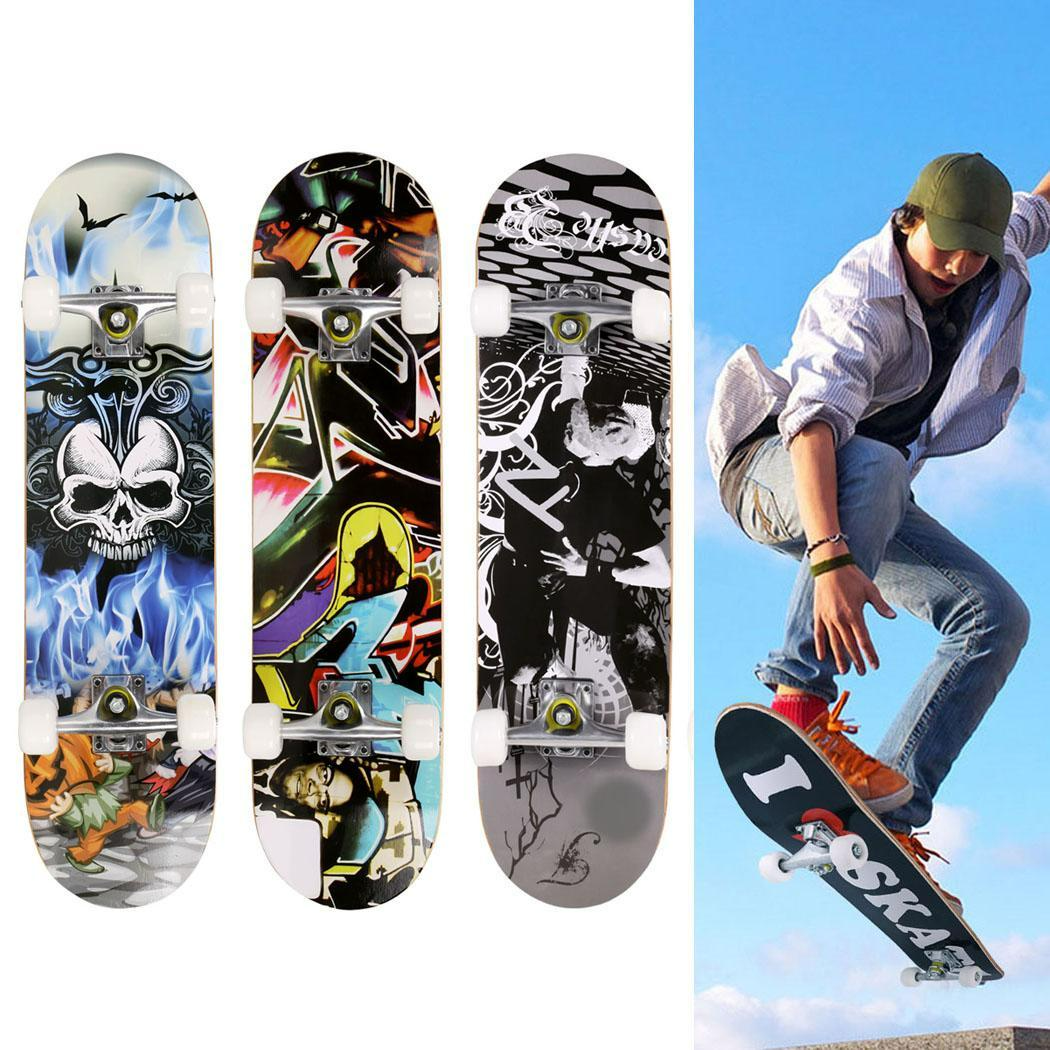 Adult 31-Inch Full Set Wooden Skateboard (Colors and Designs May Vary ...