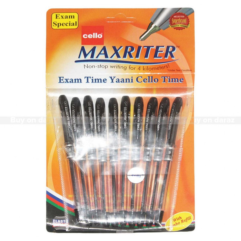 Pack Of 6 Cello Maxriter Black Ball Pen Pack - 10 Pens Per Pack | Daraz ...