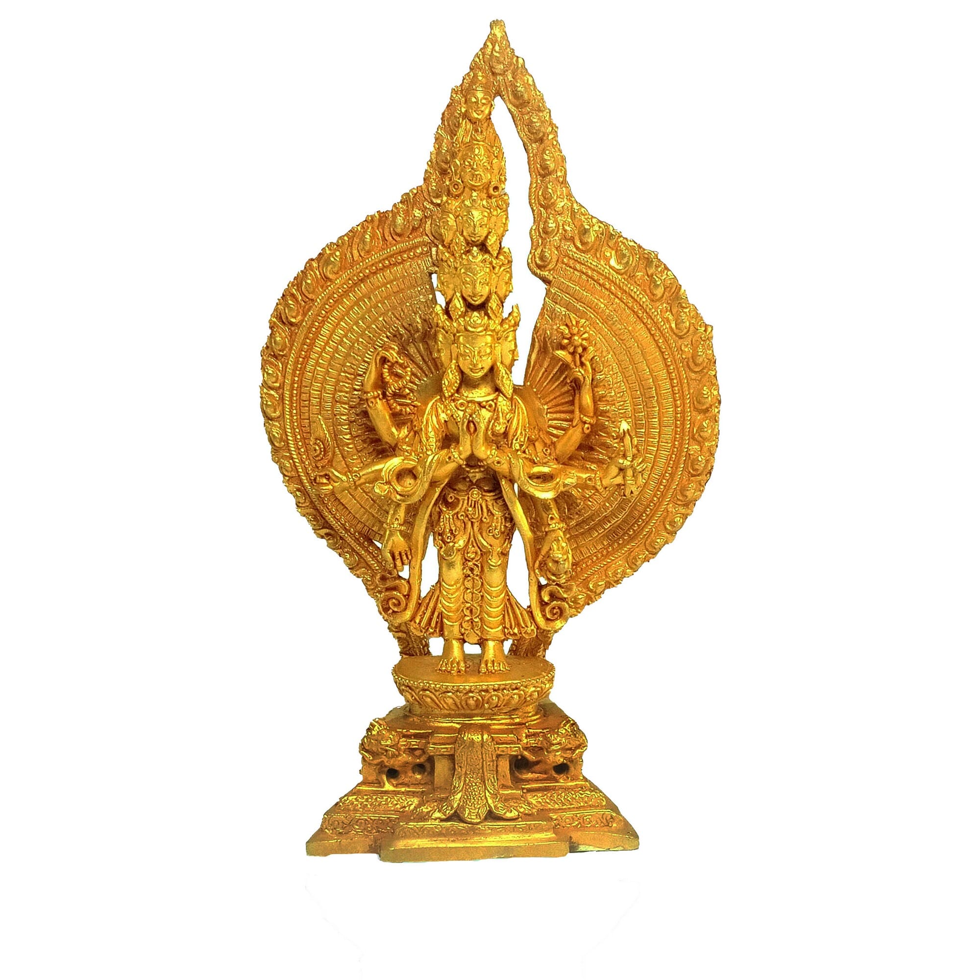 Nepali Small Statue of Avalokiteshvara, Chenrezig, Full Gold Plated ...