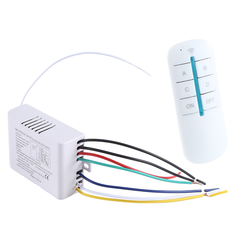 4 Way Light Lamp Digital Wireless Remote Control Switch ON/OFF 220V ...
