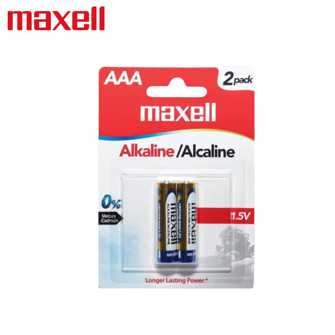 Maxell 1.5V AAA Alkaline Battery | Pack of 2 | Long Lasting Power ...