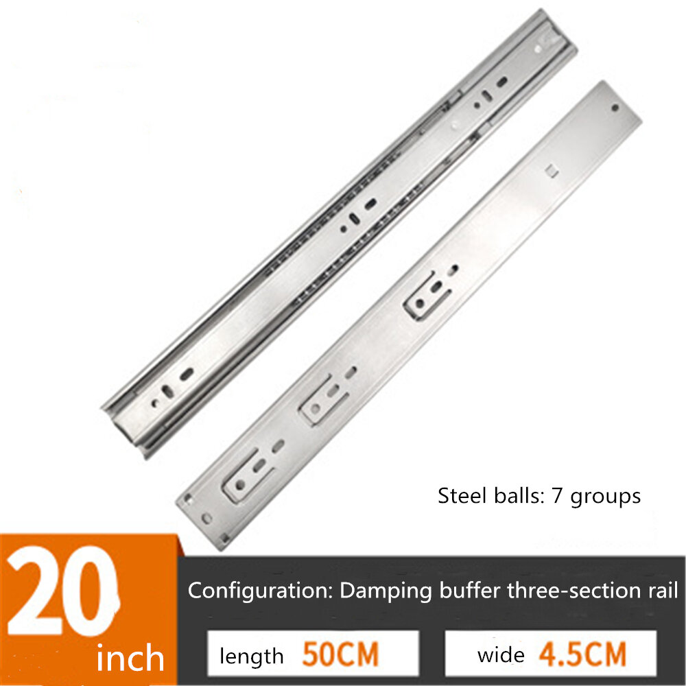 Cabinet damping slide rail thickened stainless steel guide rail drawer ...