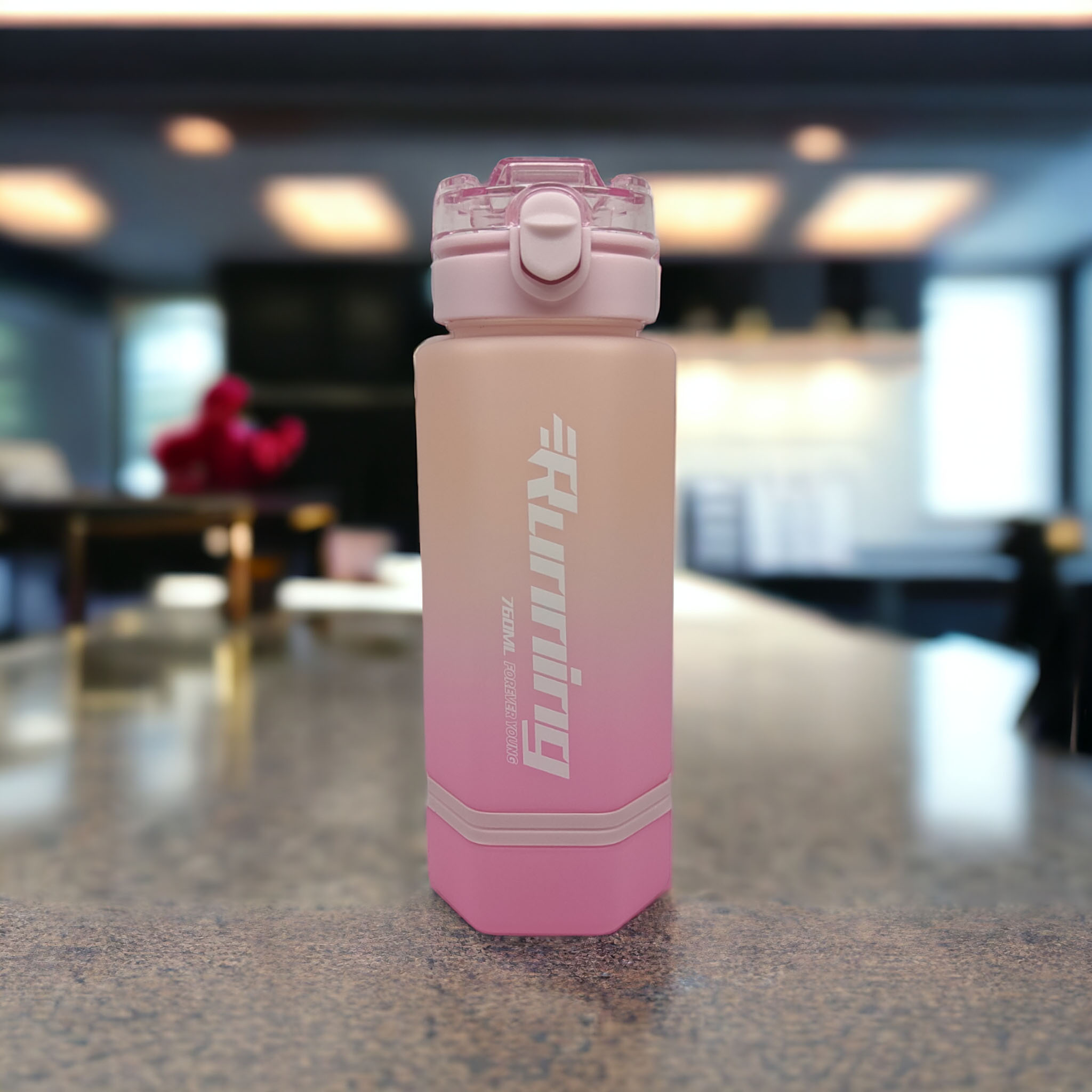 Hexagonal Gradient Plastic Water Bottle With Straw, Portable Carrying ...