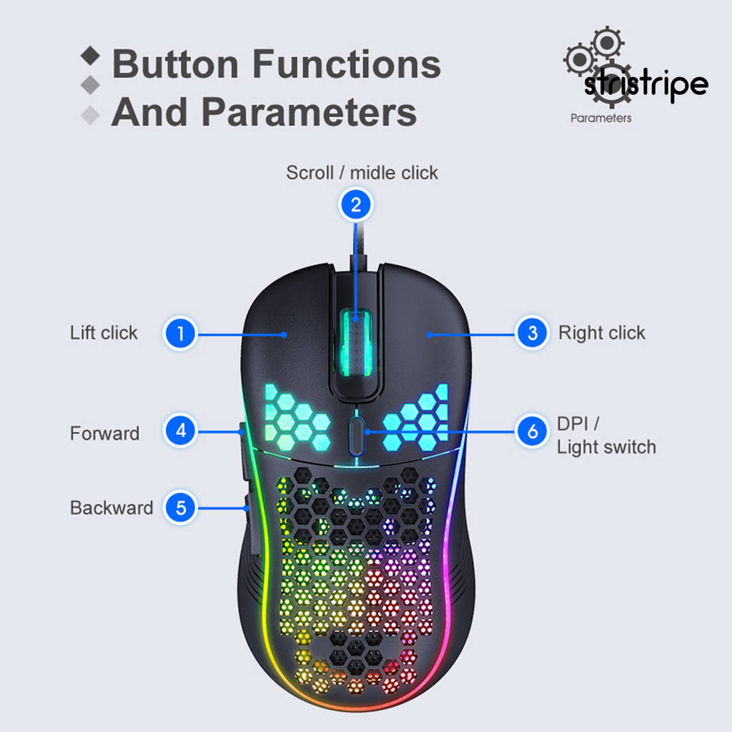 iMice T98 7200 DPI RGB USB Wired Gaming Mouse Lightweight Programmable ...