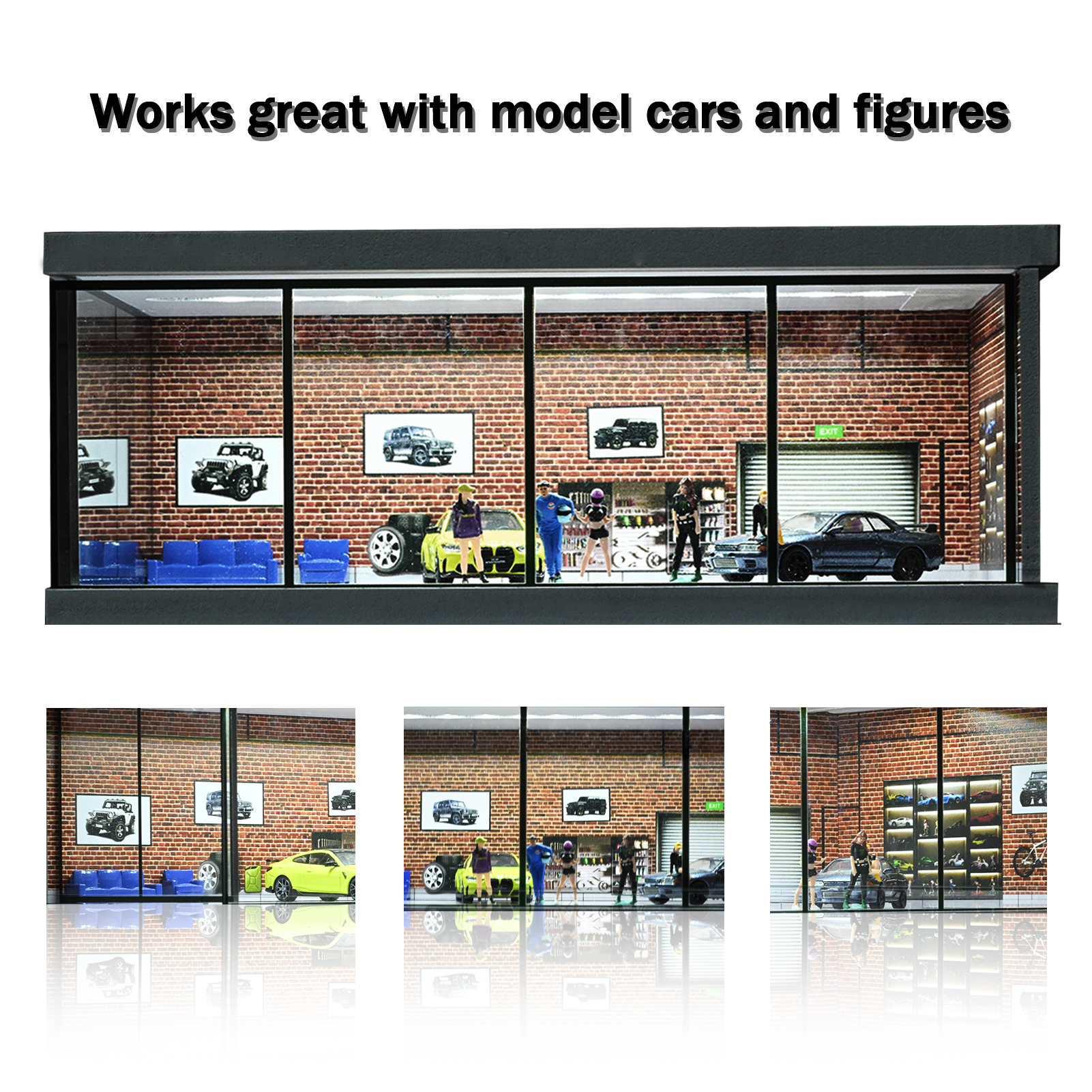 Diorama 1/64 Scale Car Garage Model LED Lighting City Street View Car Parking Lot Model Car ...