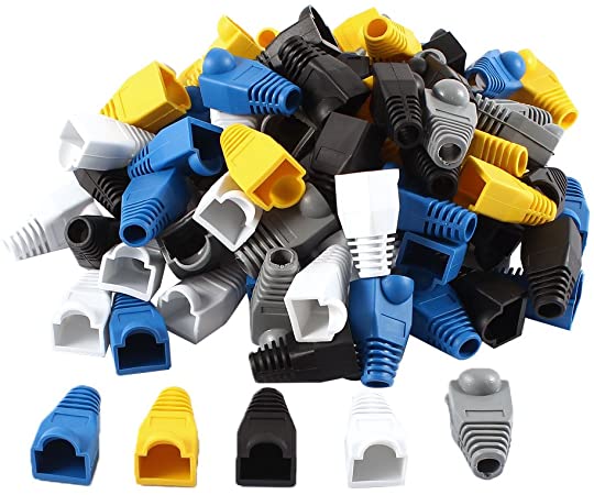 100 PCS RJ45 Boots Cover ,Ethernet Crimp Connector Cap, Soft Plastic ...