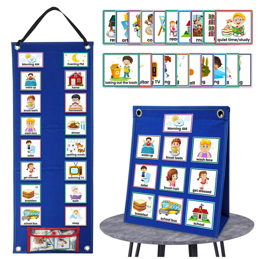 96 Pcs Visual Schedule Flash Cards Chore Chart Planner For Kids Toddler ...
