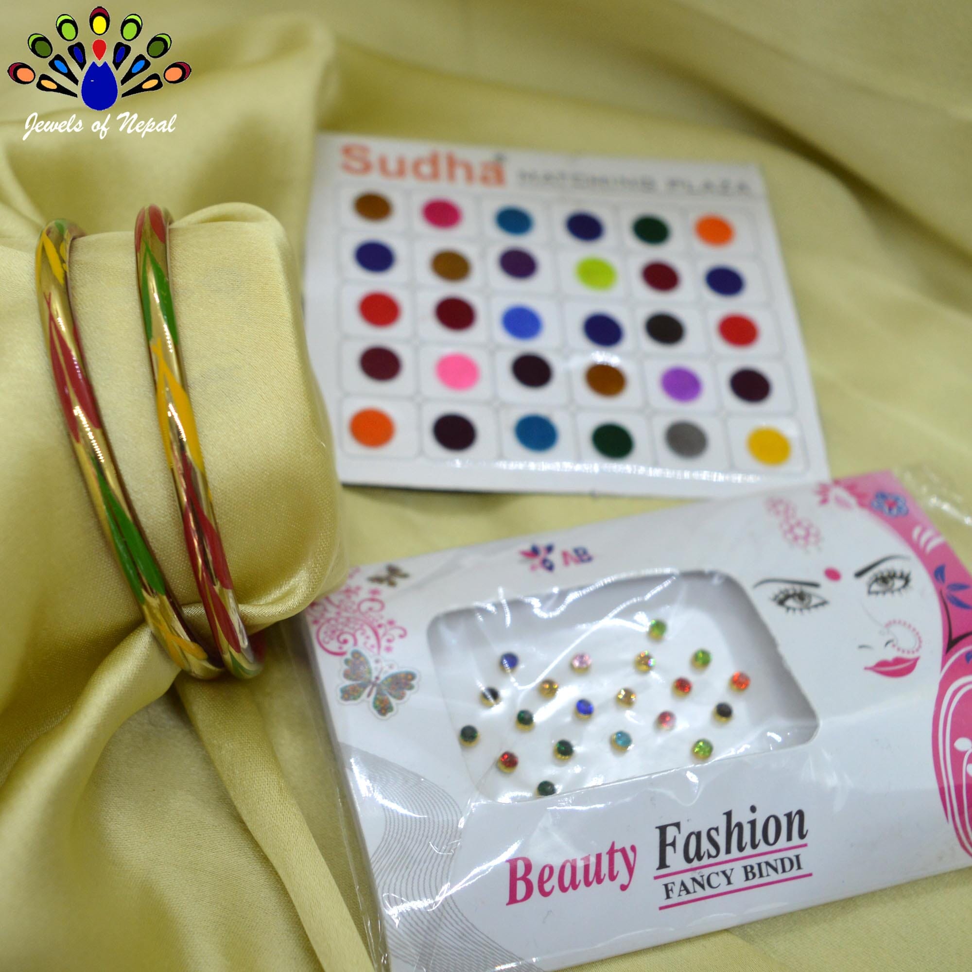 Jewels of Nepal Shrawan / Teej Special Green, Red, Yellow Glass (Kaanch ...