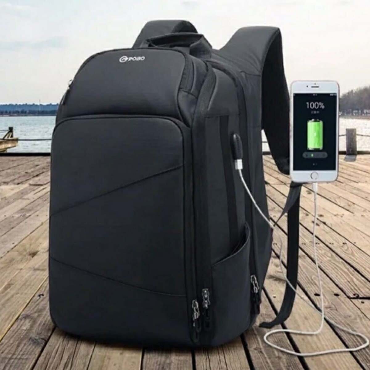 POSO Laptop Backpack For Unisex - Black | Fashion Polyester Outer Cover ...