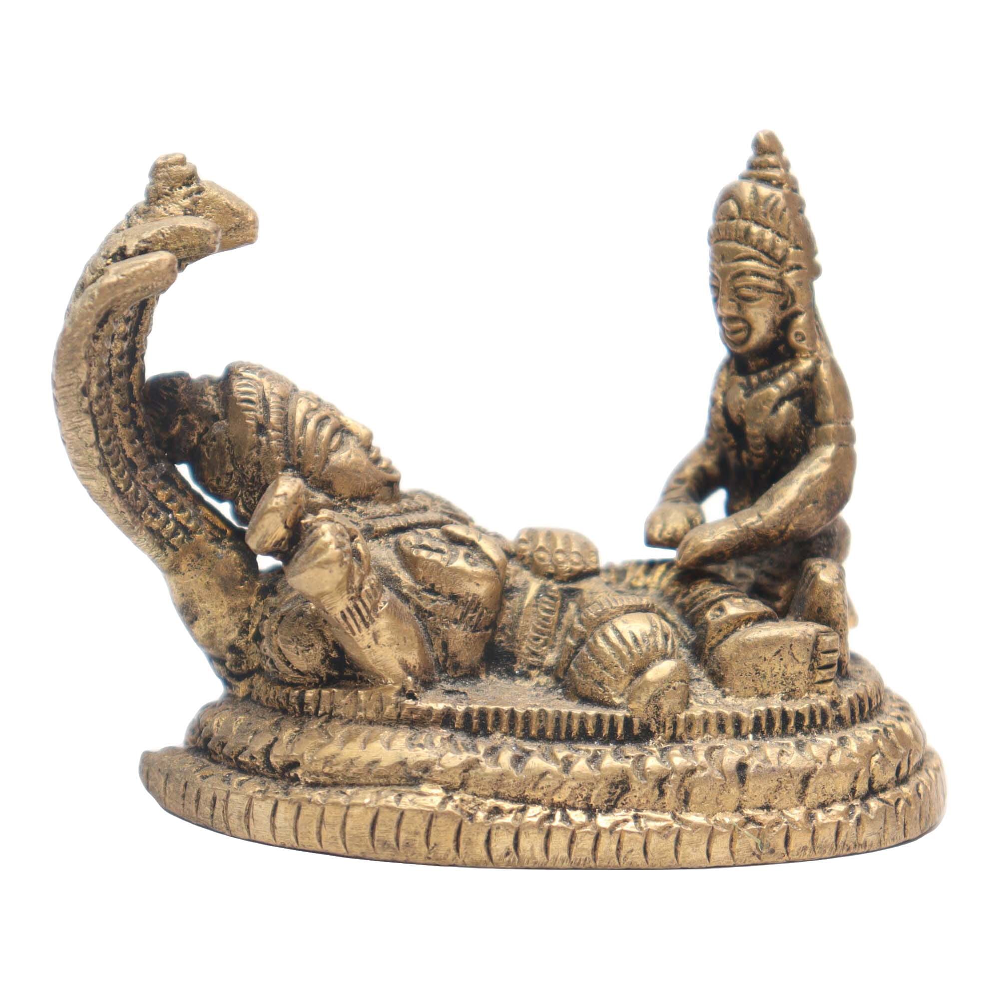 Vishnu Lakshmi Saiya Sheshnag Brass Statue With Lord Vishnu Maa Lakshmi 325Gram | Daraz.com.np