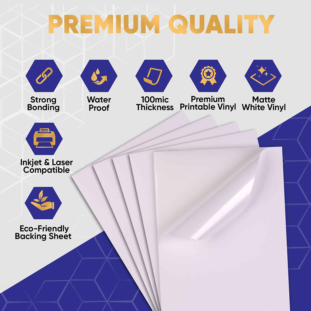 A4 Photo Glossy Sticker Paper A4 | 135 gsm | Pack of 20 sheets | Water ...