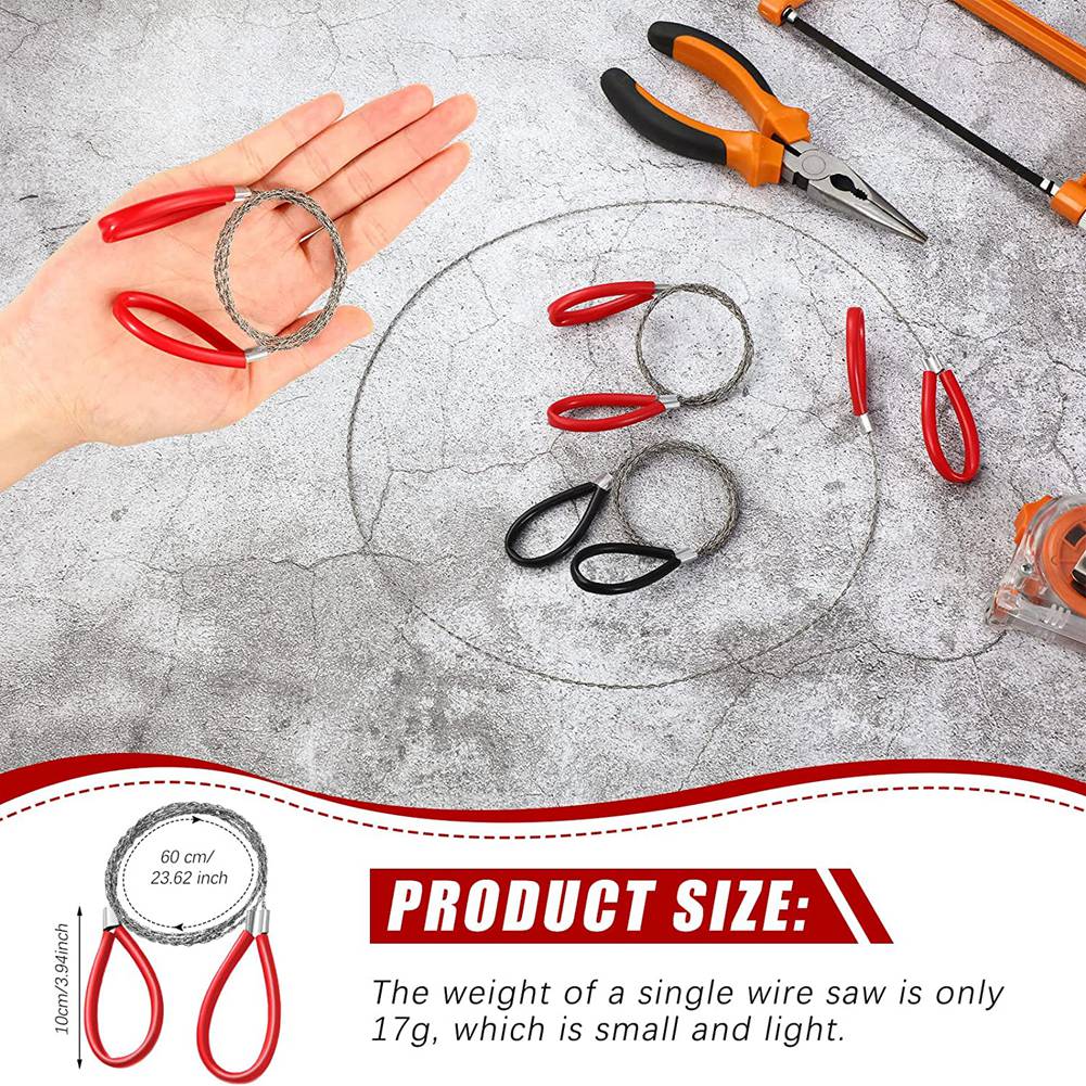 2 Piece PVC Pipe Cable Saw Stainless Steel Wire Saw Hand Pocket String ...