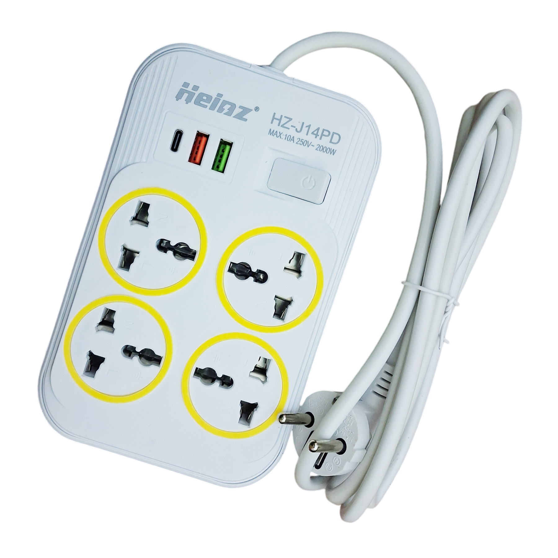 Cute Design Extension Multiplug 2000W 10A(max) with 4 Sockets, 2 USB ...
