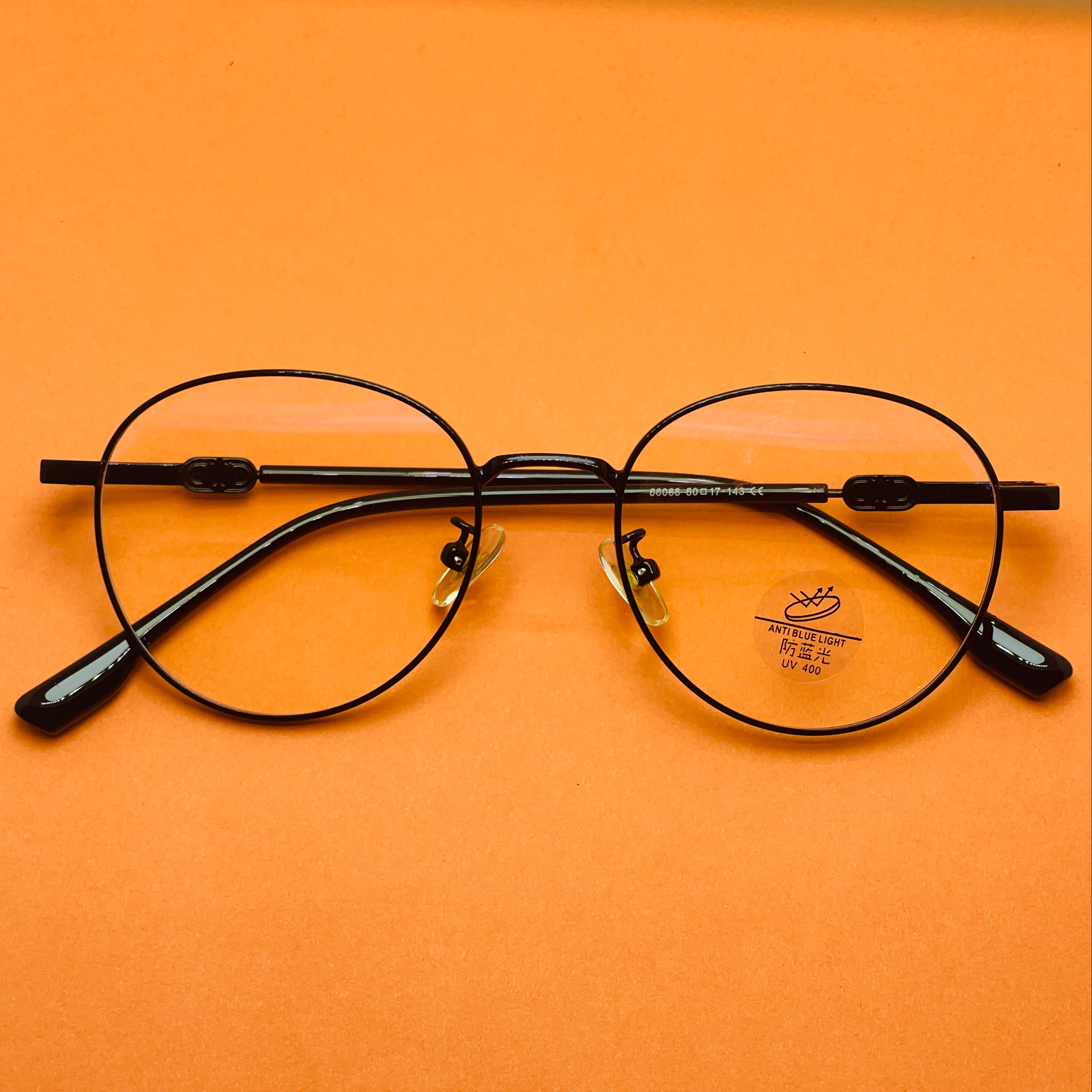 Unisex Blue Ray Cut UV Protected Round Eye Glass With Black Frame For ...