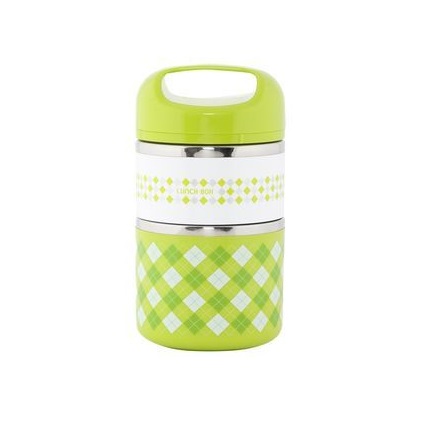 Checkered Two Layered Lunch Box, 2 Layers Stainless Steel Lunch Box ...