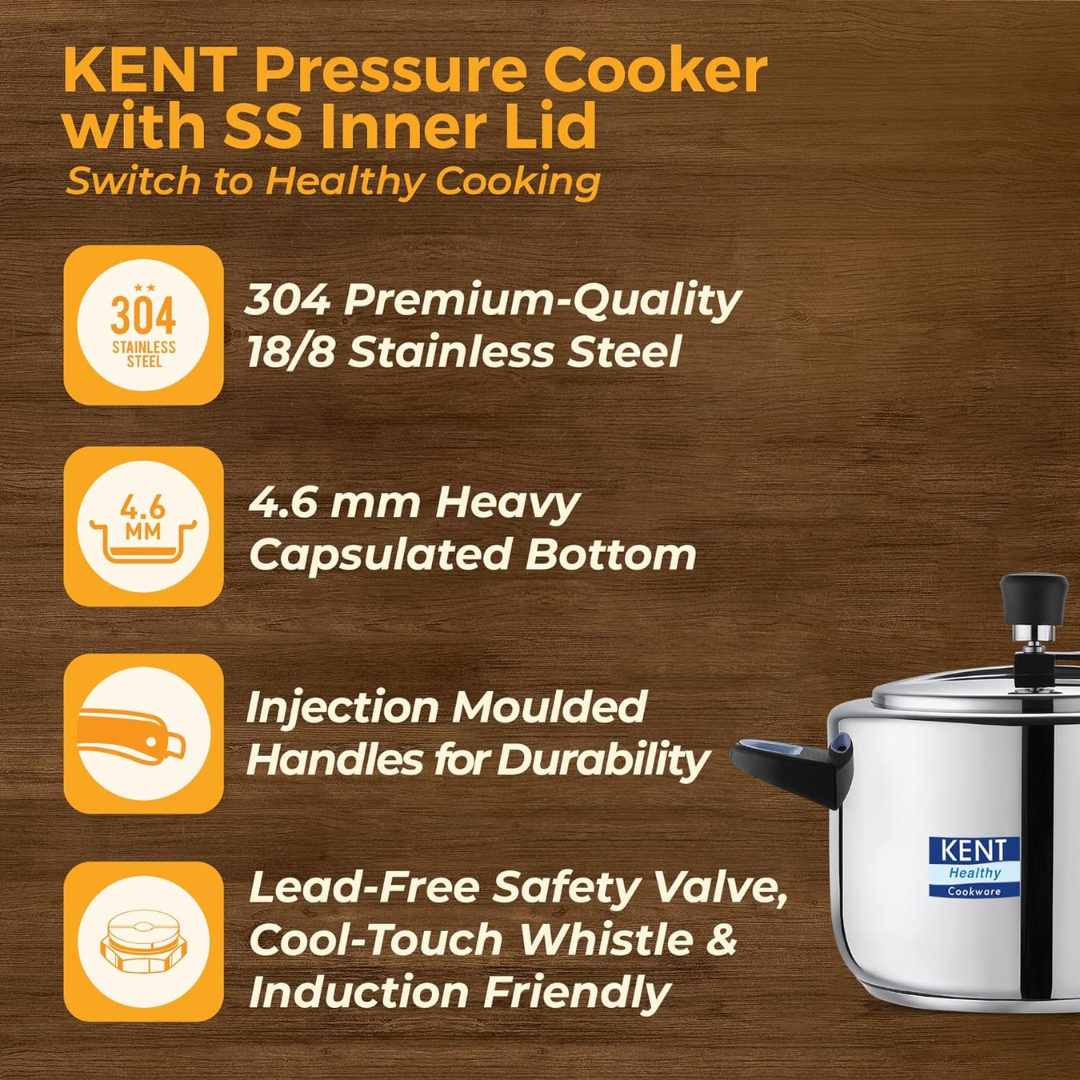 Kent 5 Liter SS Inner Lid Pressure Cooker | Daraz.com.np