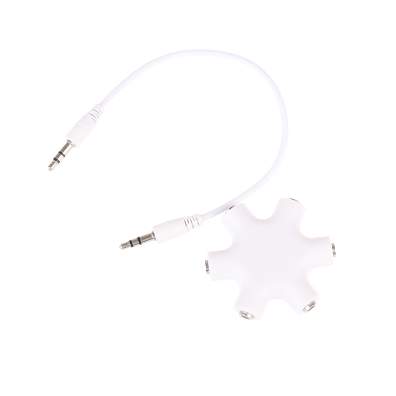 6*3.5mm Way Multi Port Hub Aux Headphone jack Splitter Audio Cable ...