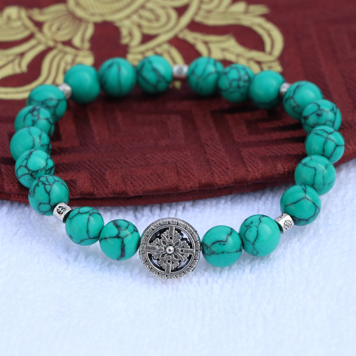 Double Dorje Turquoise Stone Wrist Mala- Lotus Handicrafts | Daraz.com.np